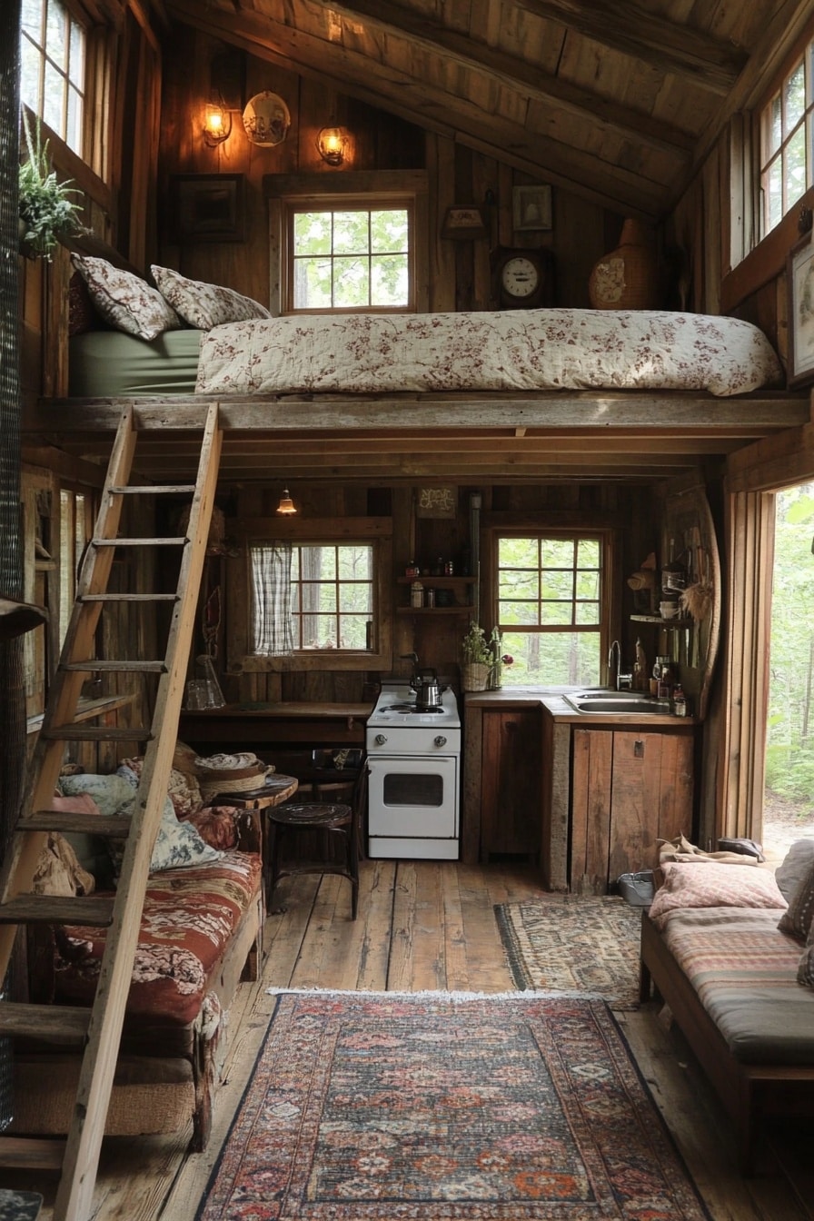 29 Small Cabin Interior with Loft Ideas to Maximize Space and Style ...