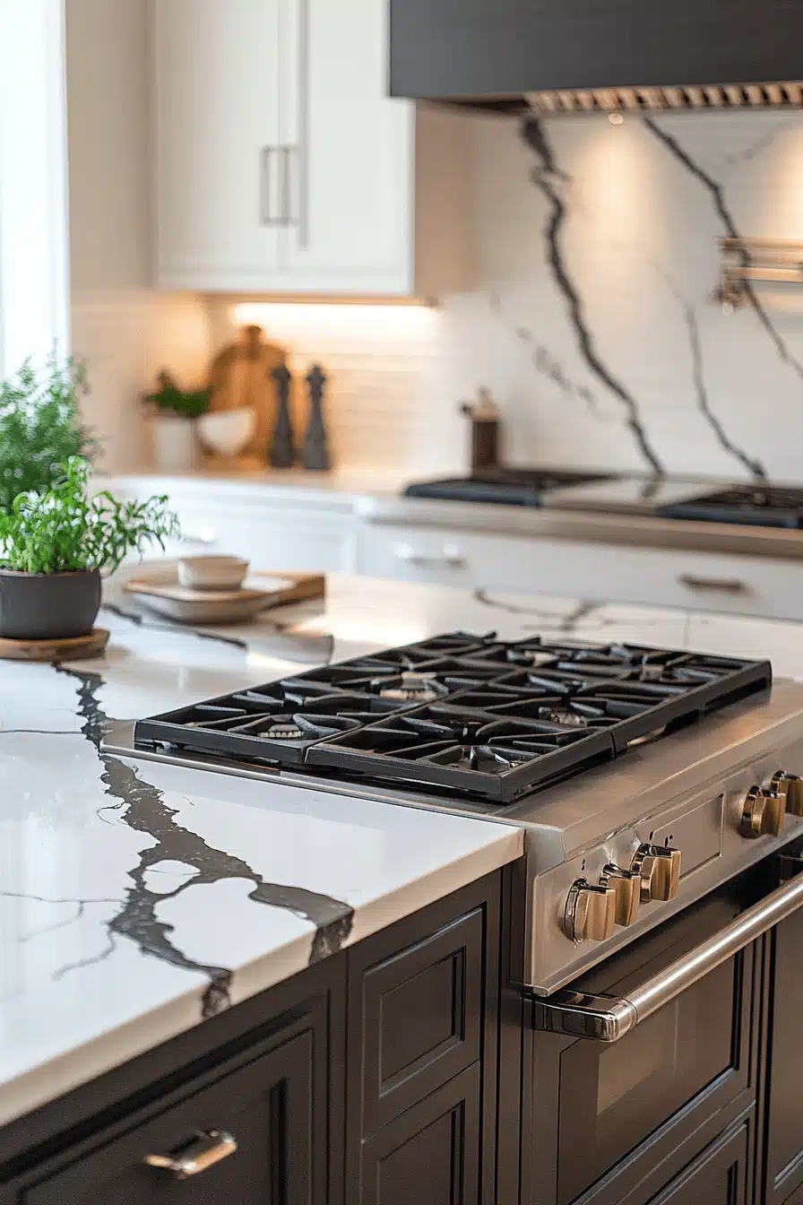 29 White Marble Kitchen Spaces That Feel Polished and Serene - My ...