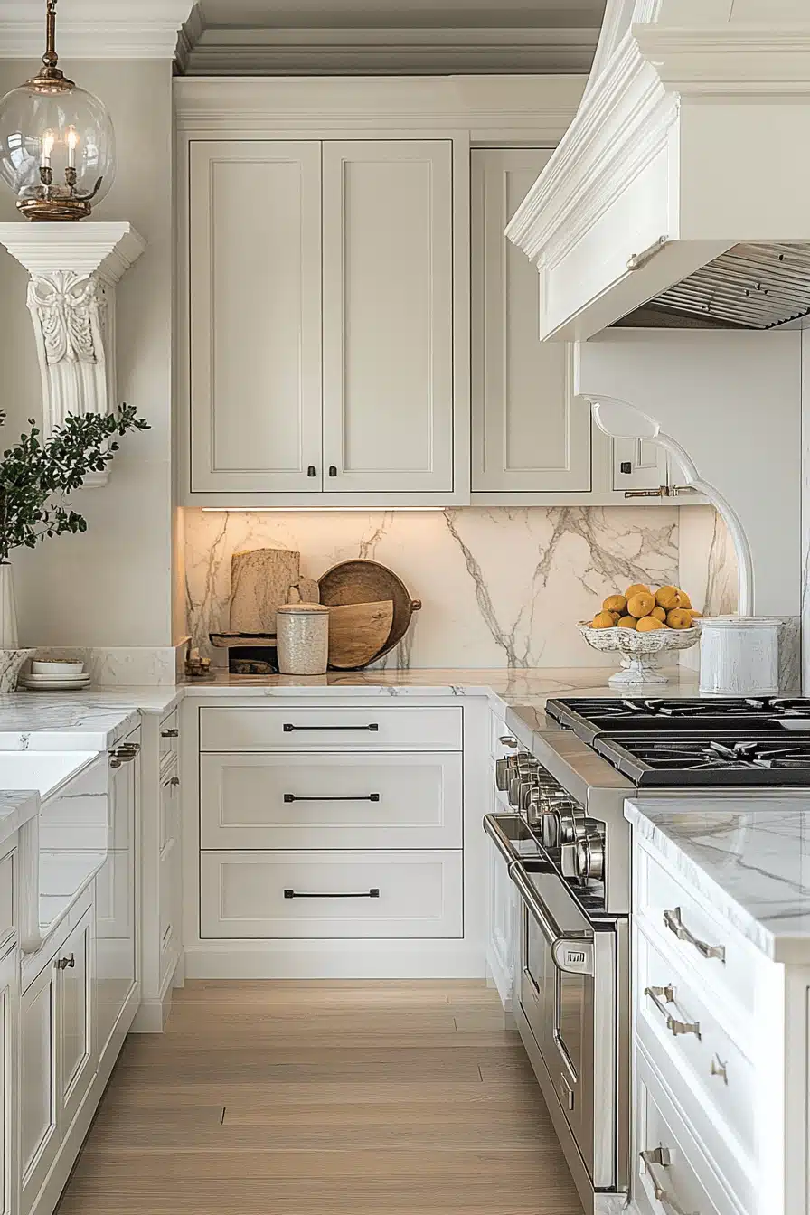 29 White Marble Kitchen Spaces That Feel Polished and Serene - My ...