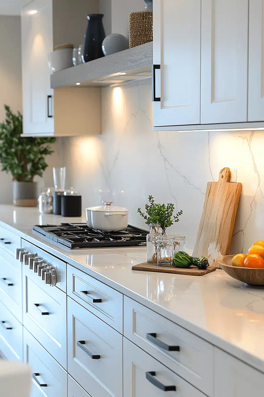 29 White Marble Kitchen Spaces That Feel Polished and Serene - My ...