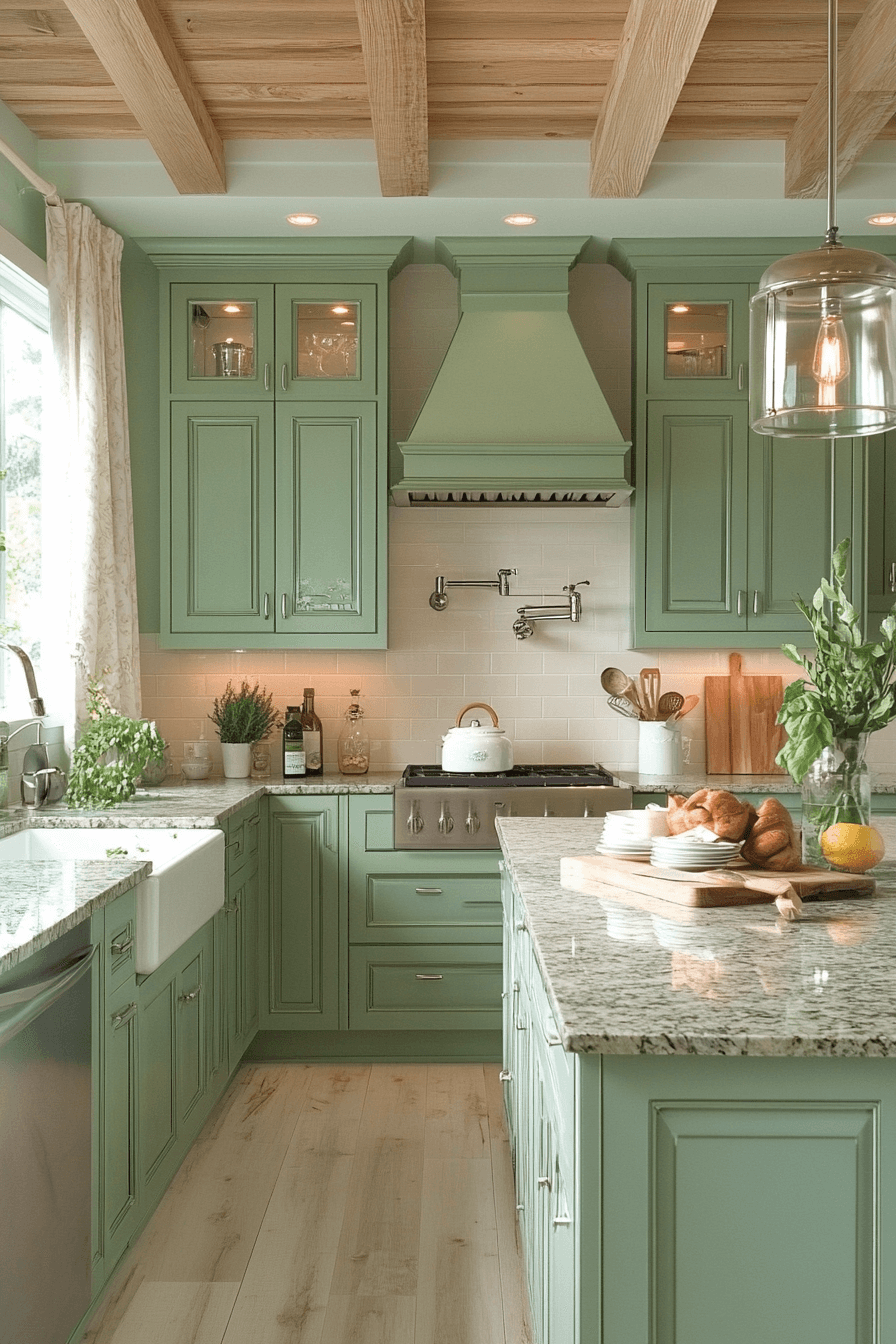 29 Pewter Green Kitchen Cabinets That Offer the Perfect Neutral with ...