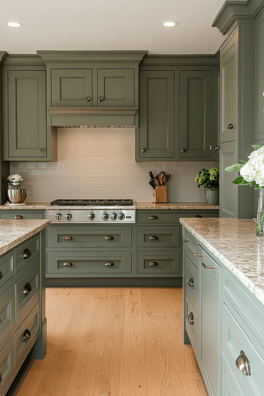 29 Pewter Green Kitchen Cabinets That Offer the Perfect Neutral with ...