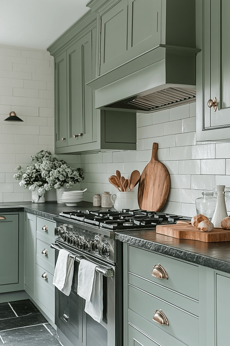 29 Pewter Green Kitchen Cabinets That Offer the Perfect Neutral with ...
