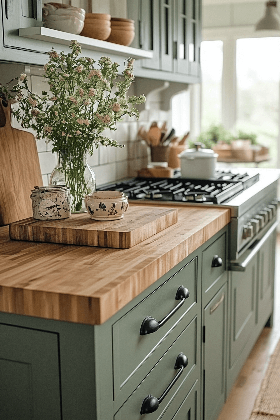 29 Pewter Green Kitchen Cabinets That Offer the Perfect Neutral with ...