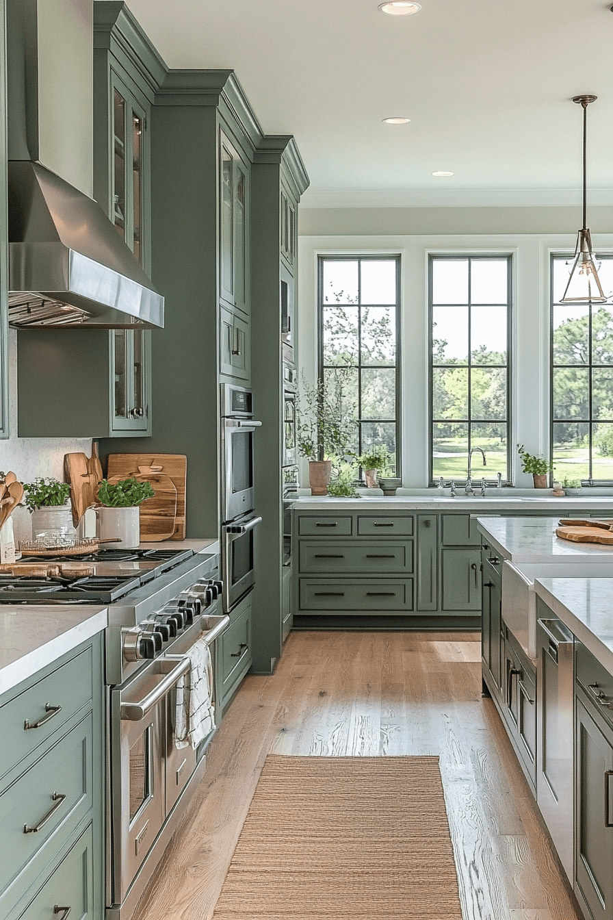 29 Pewter Green Kitchen Cabinets That Offer the Perfect Neutral with ...