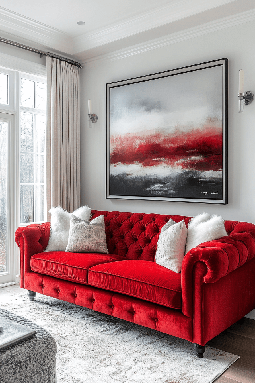25+ Red Couch Living Room Designs for a Family-Friendly and Cheerful ...