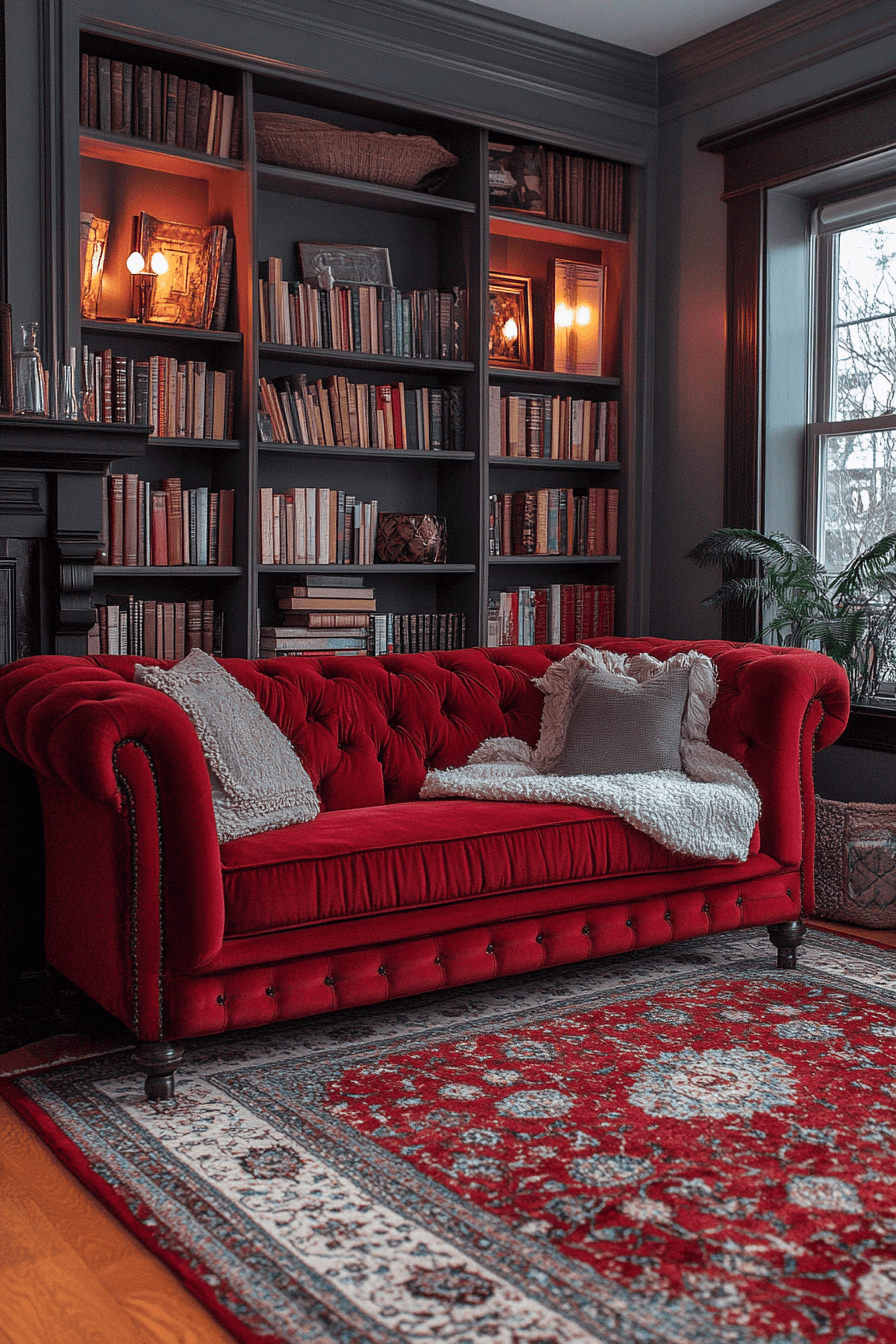 25+ Red Couch Living Room Designs for a Family-Friendly and Cheerful ...