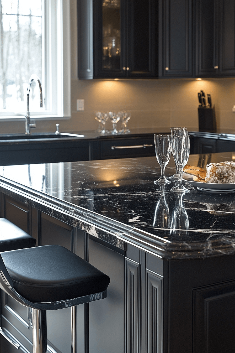 29 Black Granite Countertops Kitchen Ideas That Shine With Contemporary ...
