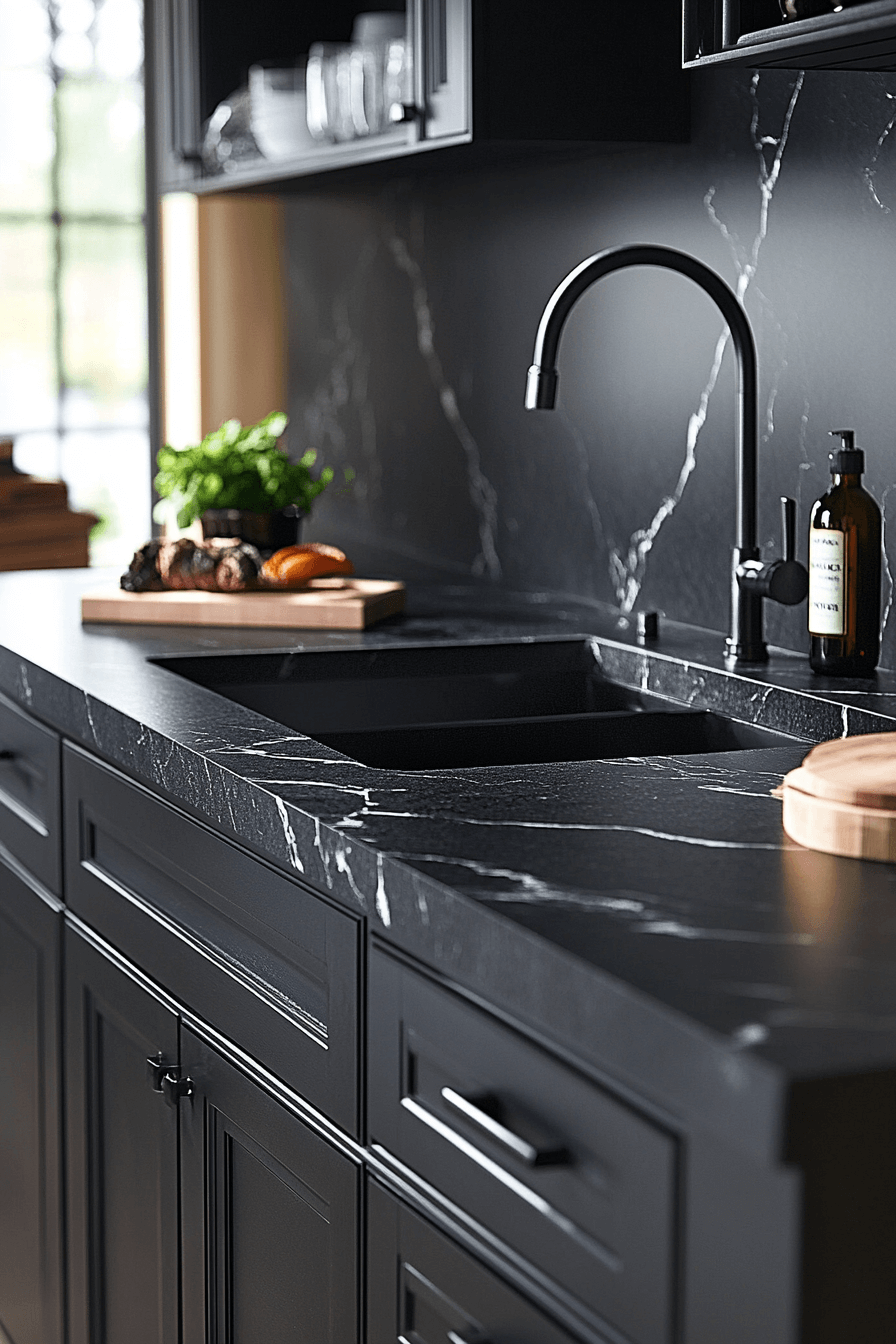 29 Black Granite Countertops Kitchen Ideas That Shine With Contemporary ...
