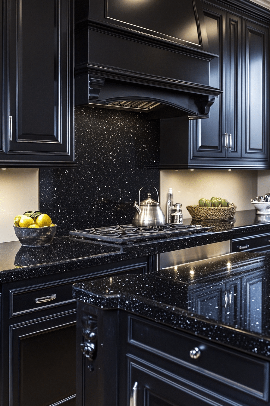 29 Black Granite Countertops Kitchen Ideas That Shine With Contemporary ...