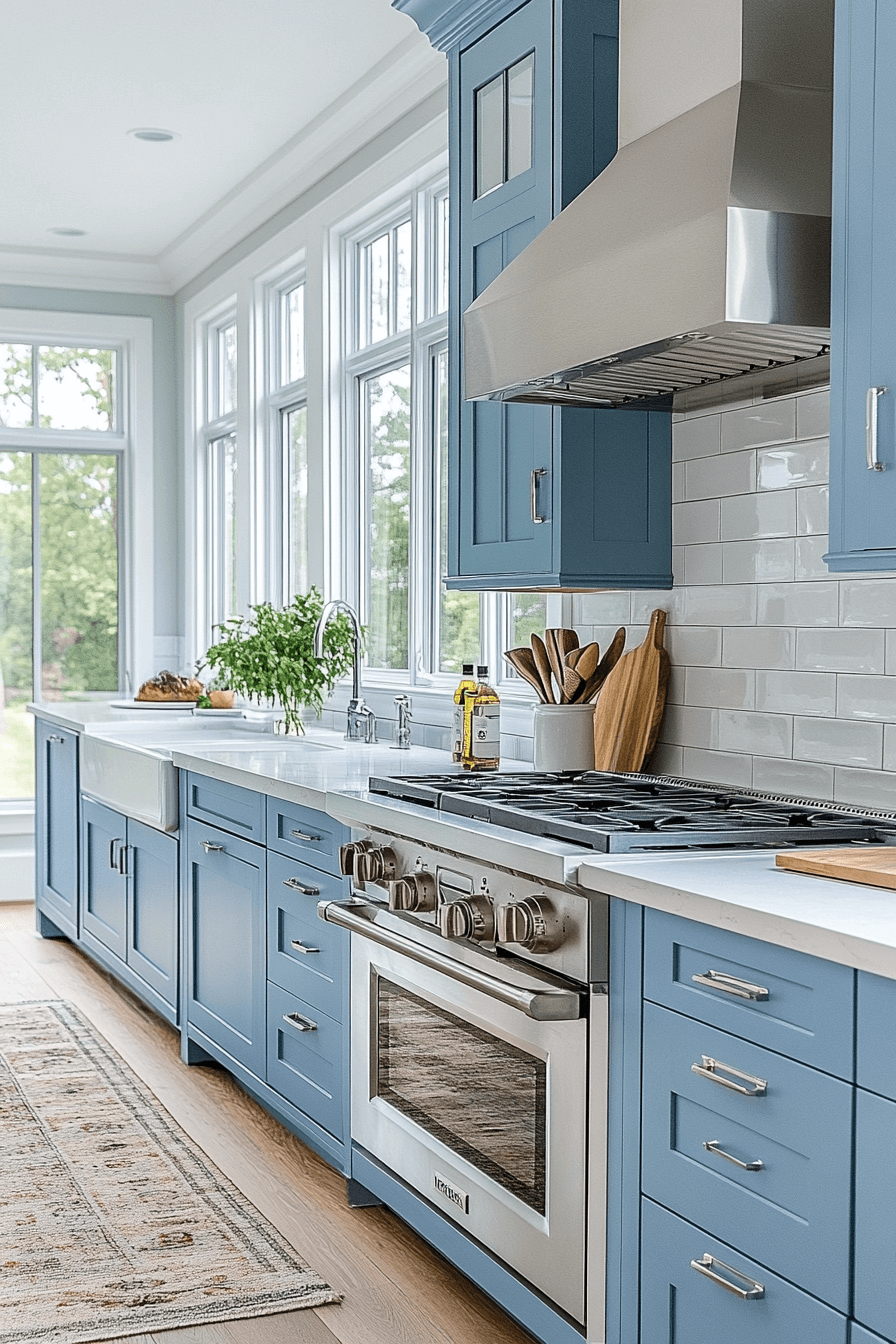 29 Slate Blue Kitchen Cabinets That Bring Soft Color Home - My Elegant Home